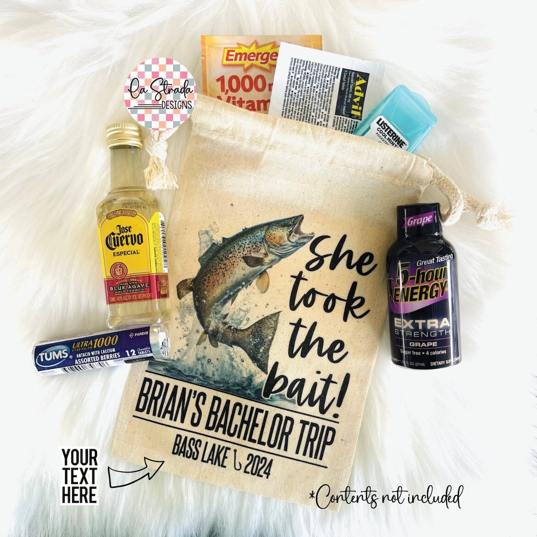 Personalized Bachelor Party Bag, Fishing Bachelor Party, Hangover Kit ...