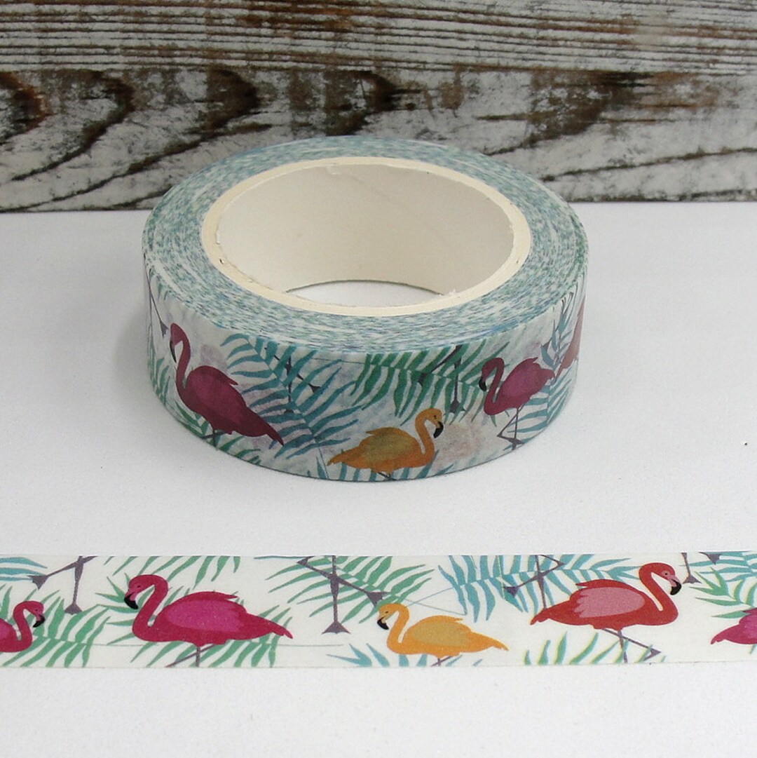 Pink Flamingos Washi Tape, Flamingo Bird Washi Tape, Tropical Washi ...