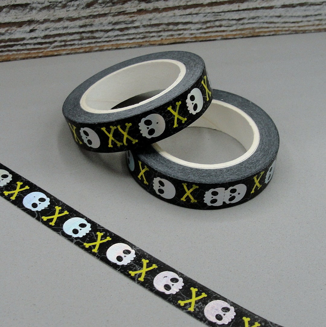 Skull and Crossbones Washi Tape, Halloween Washi Tape, Black Skull ...
