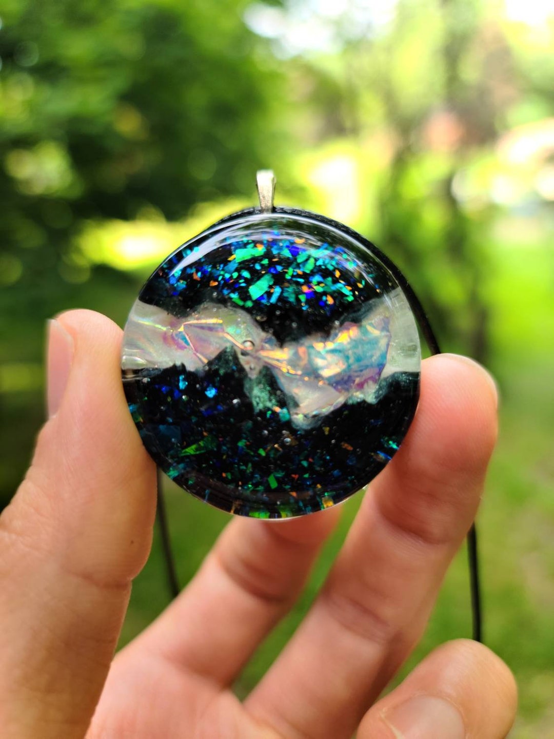 Opal Resin Pendant Necklace Miniature Opal Inspired Handmade Jewelry ...