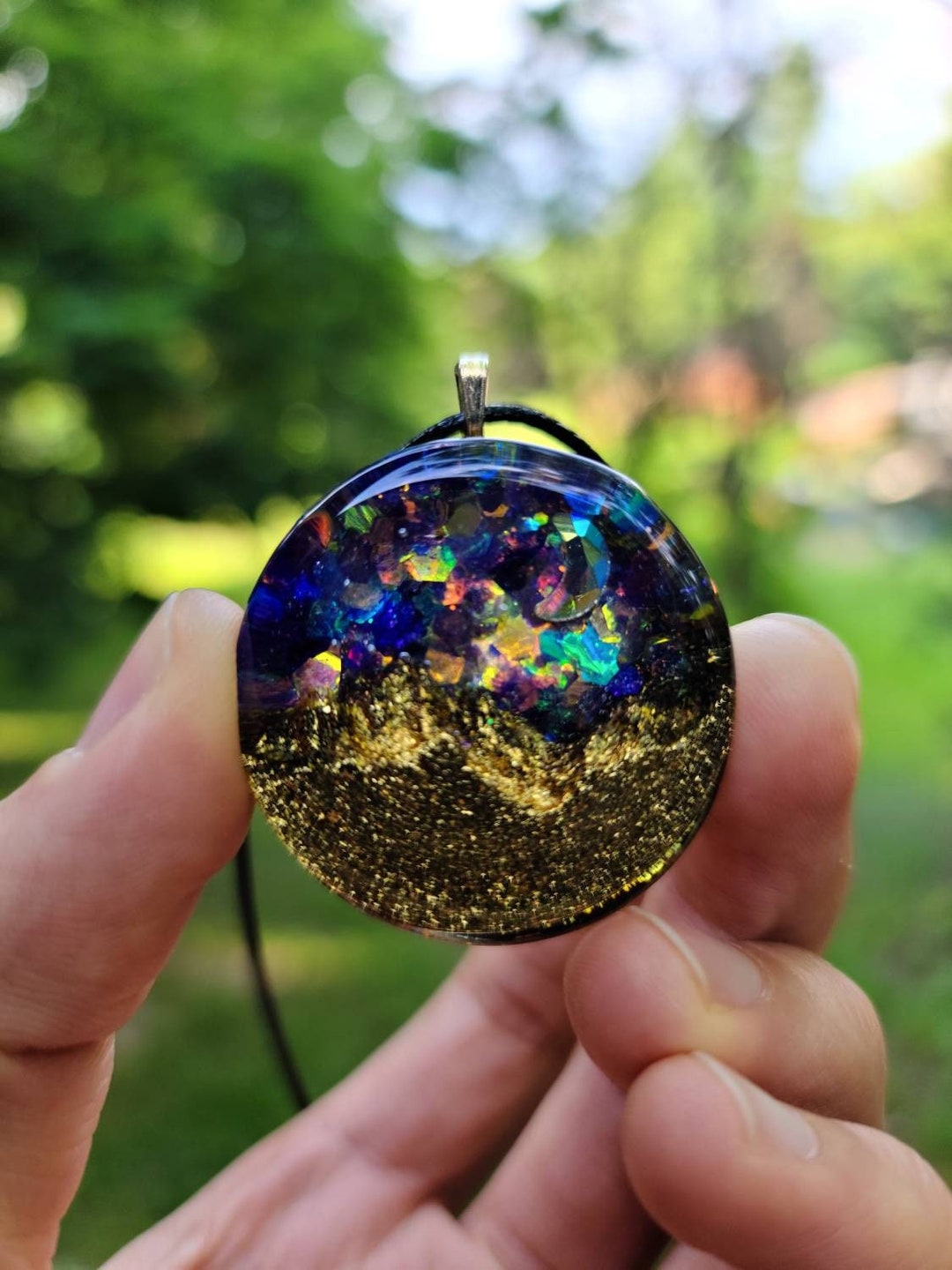 Resin Pendant Necklace Gold Handmade Jewelry, Gift for Mom, Her, Women ...