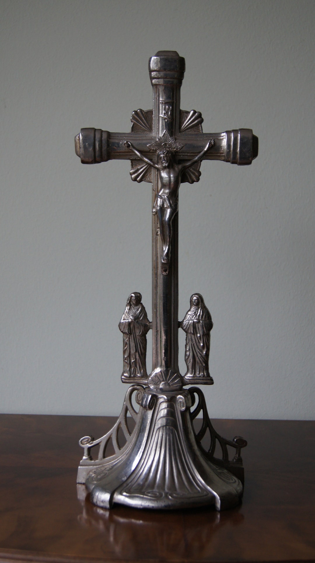 Antique Church Alter Standing Ornamental Ornate Cross Crusifix With ...