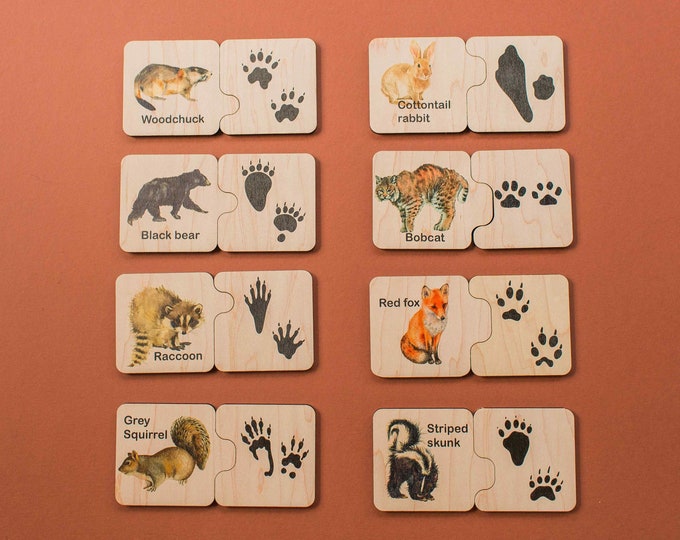 Animal Tracks Puzzle - Wooden Puzzle - Montessori - Waldorf - Stocking ...