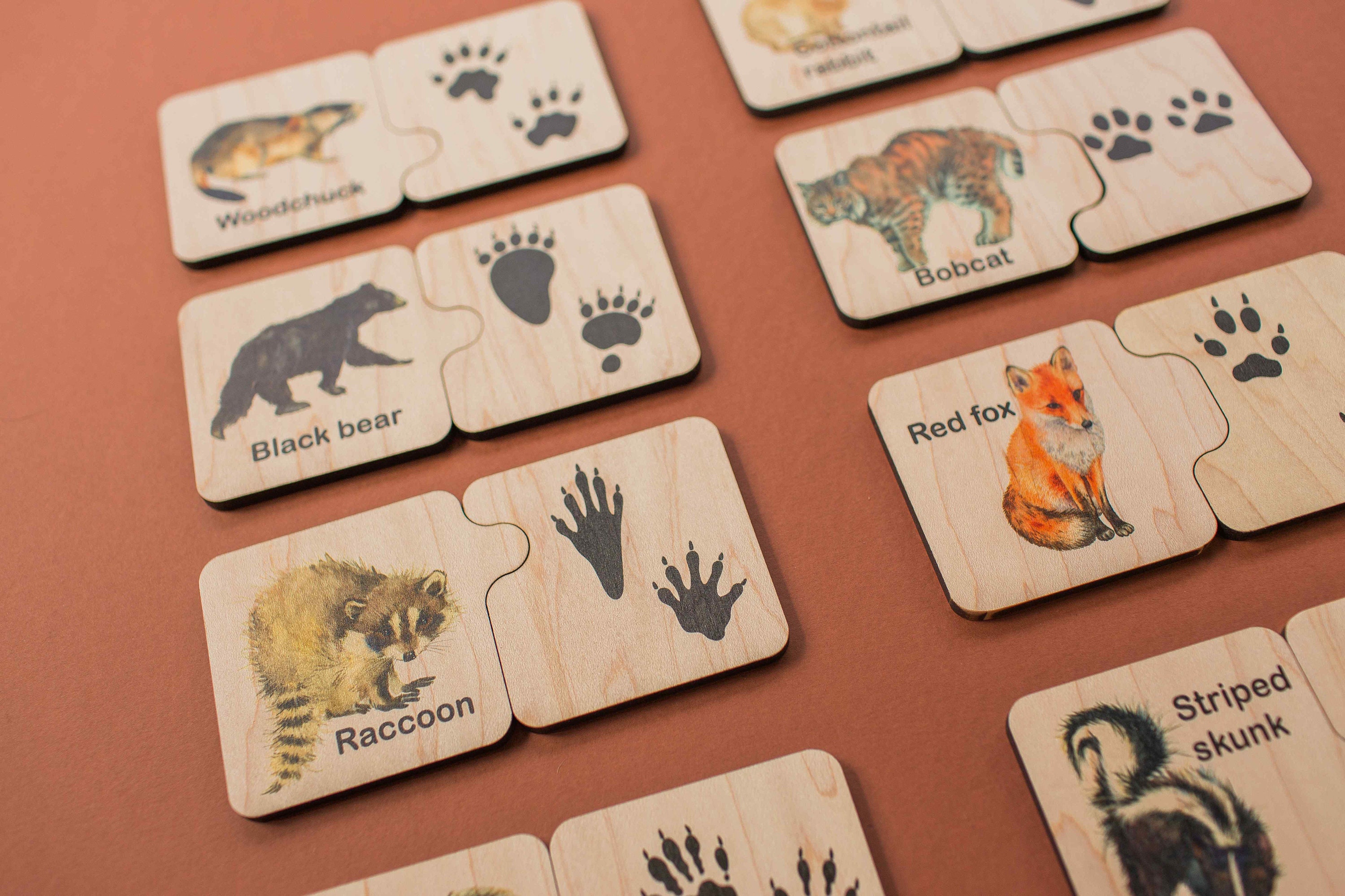 Animal Tracks Puzzle Wooden Puzzle Montessori Waldorf - Etsy
