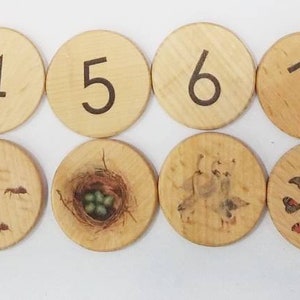 Wooden Memory Puzzle Number Matching Game Counting Game Nature Numbers ...