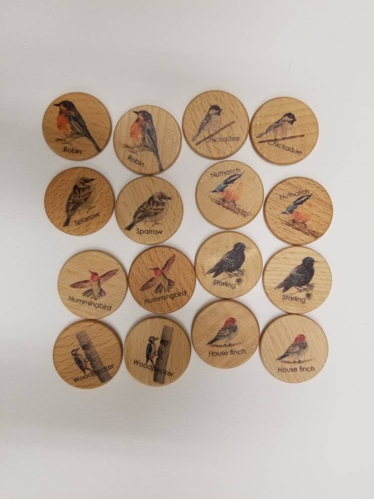 Backyard Birds Memory Puzzle Wooden Memory Game Farm - Etsy