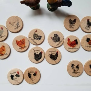 Wooden Memory Game Chicken Breed Hen Rooster Match - Etsy