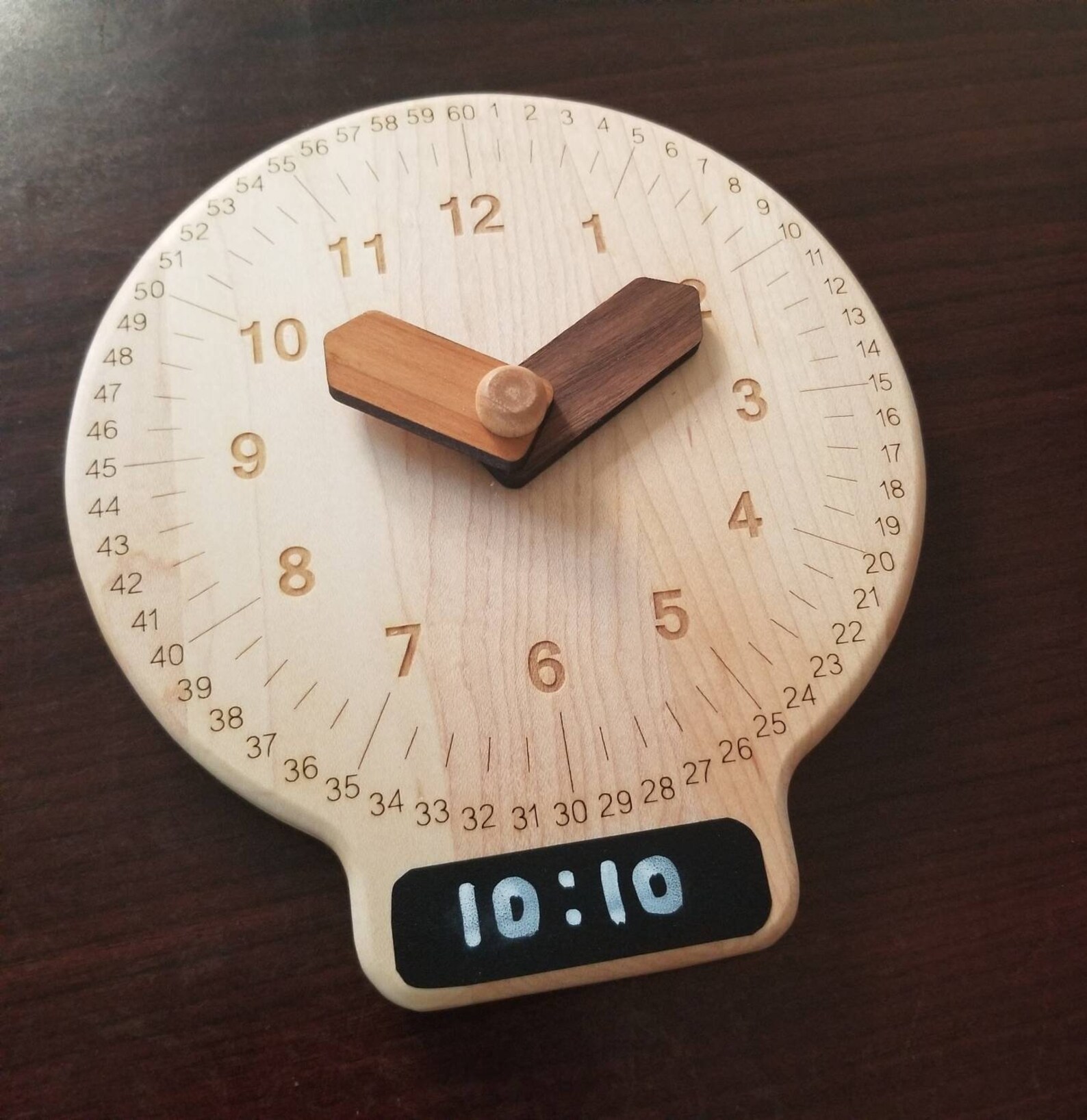 Analog to Digital Learning Clock Learn to Tell Time Wooden - Etsy