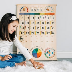 Classroom & School Size Wooden Perpetual Calendar With Seasons, Moon ...