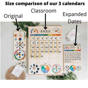 Expanded Wooden Perpetual Calendar With Seasons, Moon Phases, Months ...