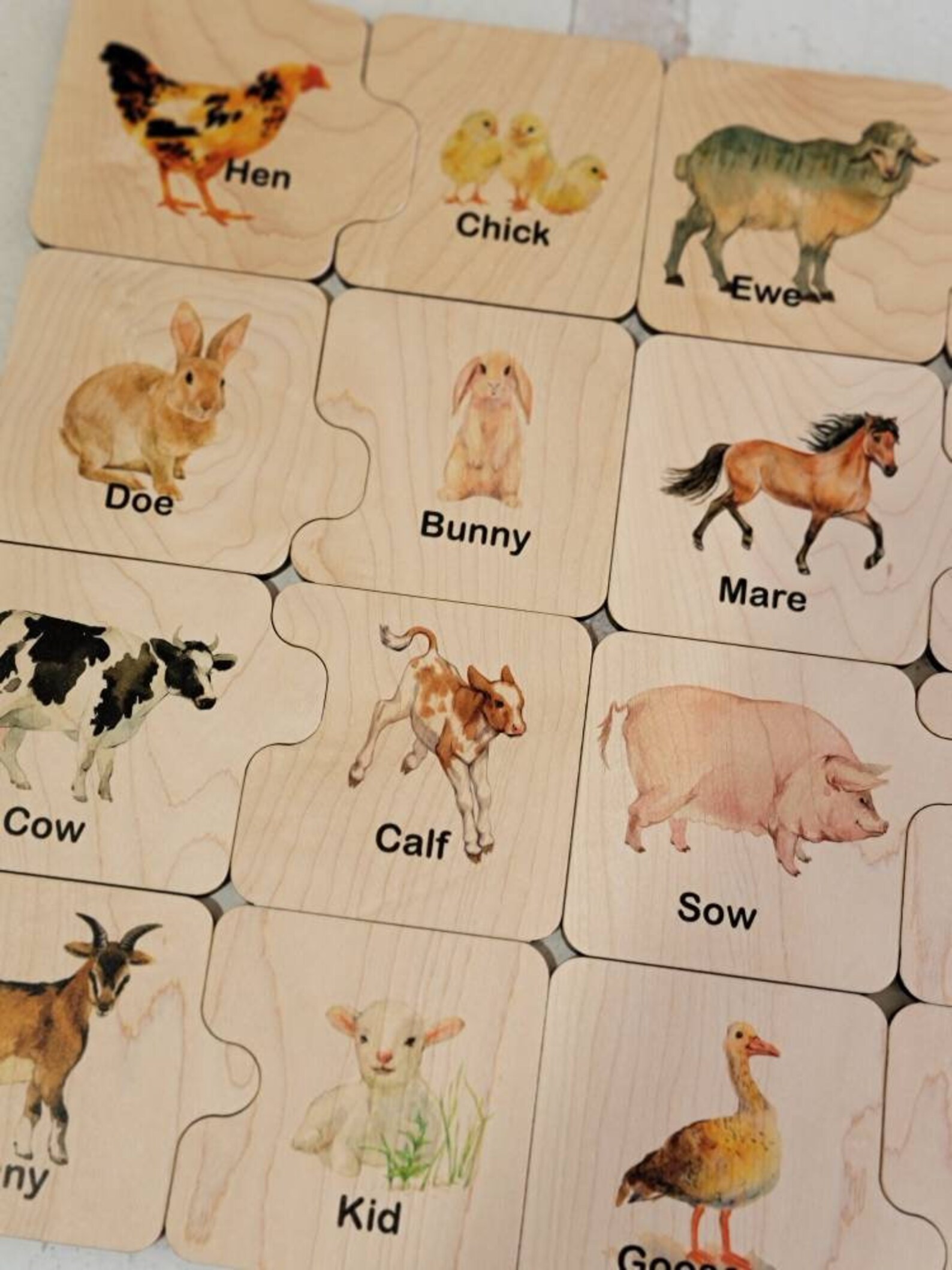 Wooden Puzzle Farm Mother and Baby - Etsy