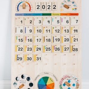 Classroom & School Size Wooden Perpetual Calendar With Seasons, Moon ...