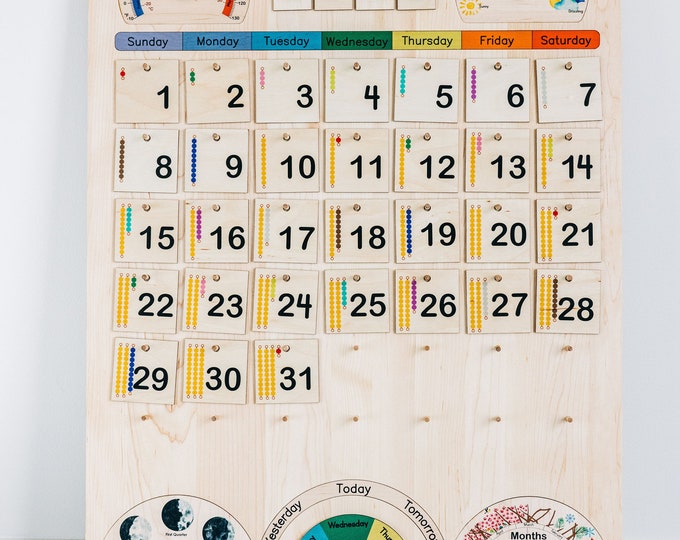 Classroom & School Size Wooden Perpetual Calendar With Seasons, Moon ...