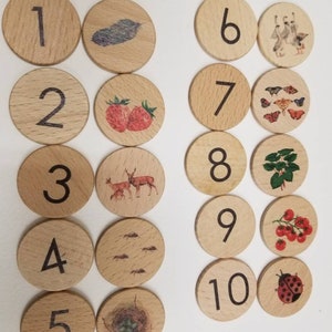 Wooden Memory Puzzle Number Matching Game Counting Game Nature Numbers ...