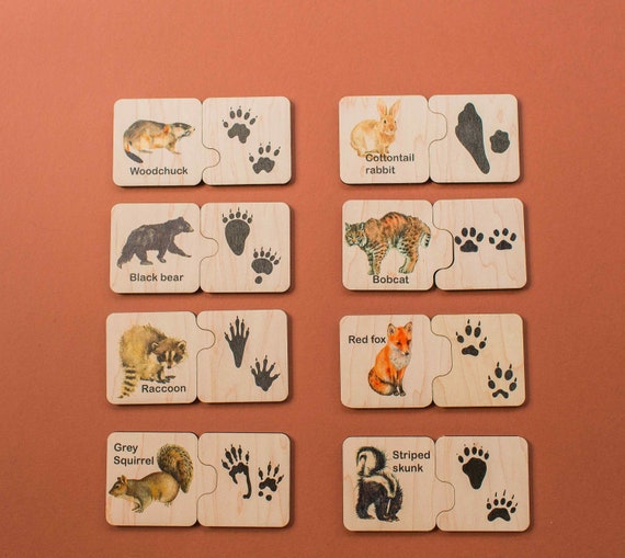 Animal Tracks Puzzle Wooden Puzzle Montessori Waldorf - Etsy