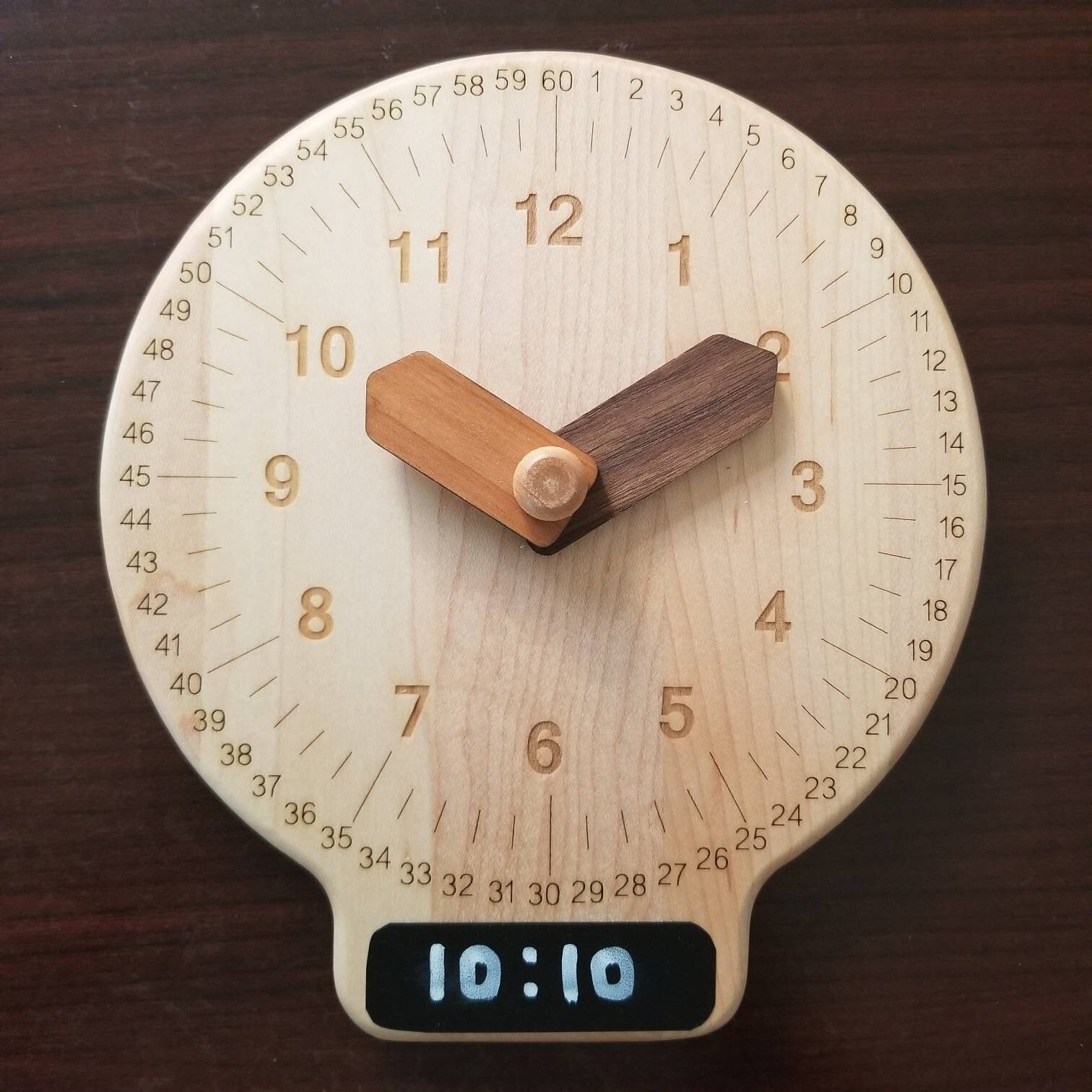 Analog to Digital Learning Clock Learn to Tell Time Wooden - Etsy