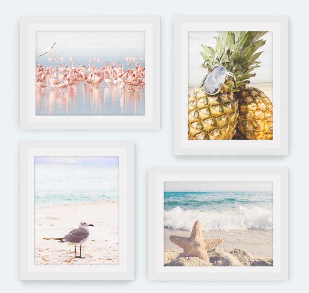 Instant Download, Summer Printable, Set of 4, Flamingo, Seagull ...