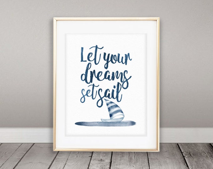 Let Your Dreams Set Sail Nautical Nursery Wall Decal Child Personalized ...