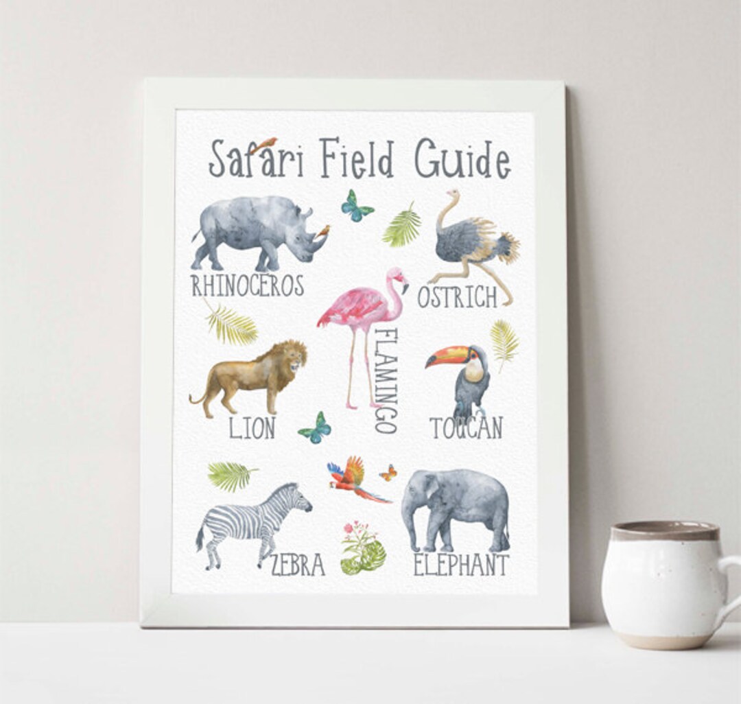 Instant Download, Safari Animal Field Guide, 8x10 Print, Safari Nursery ...