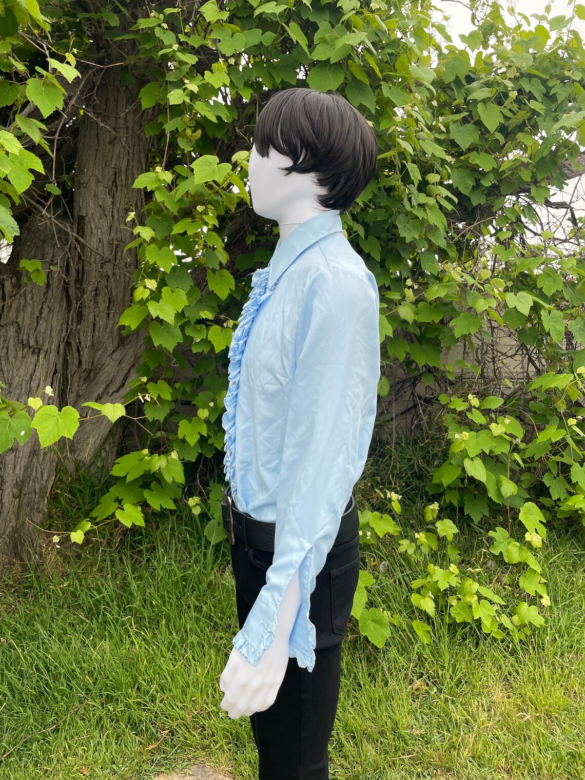 60s 70s Vintage Psychedelic Mod Dandy Ruffle Dress Shirt, 1970s Light ...