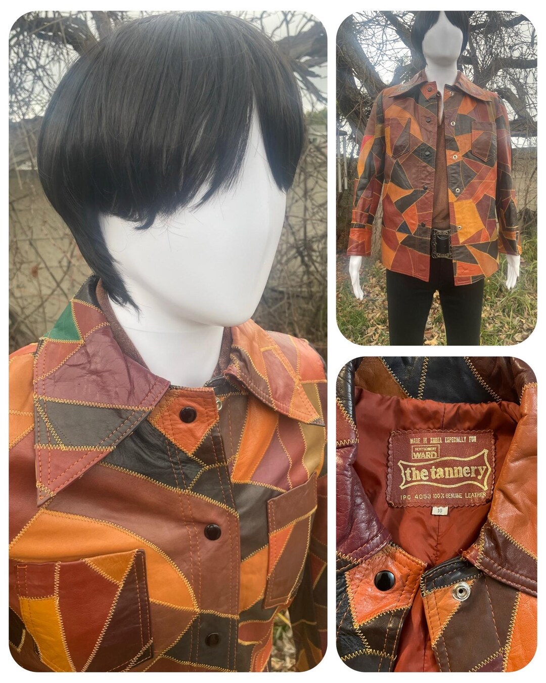 Vintage 1960s 1970s Patchwork Leather Jacket, 60s 70s Vintage ...