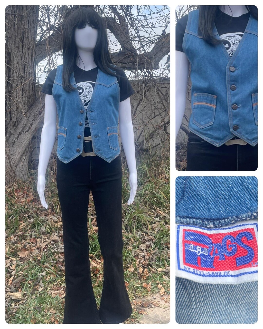 60s 70s Denim Vest, 1960s 1970s Vintage Americana Hippie Waistcoat, Vtg ...