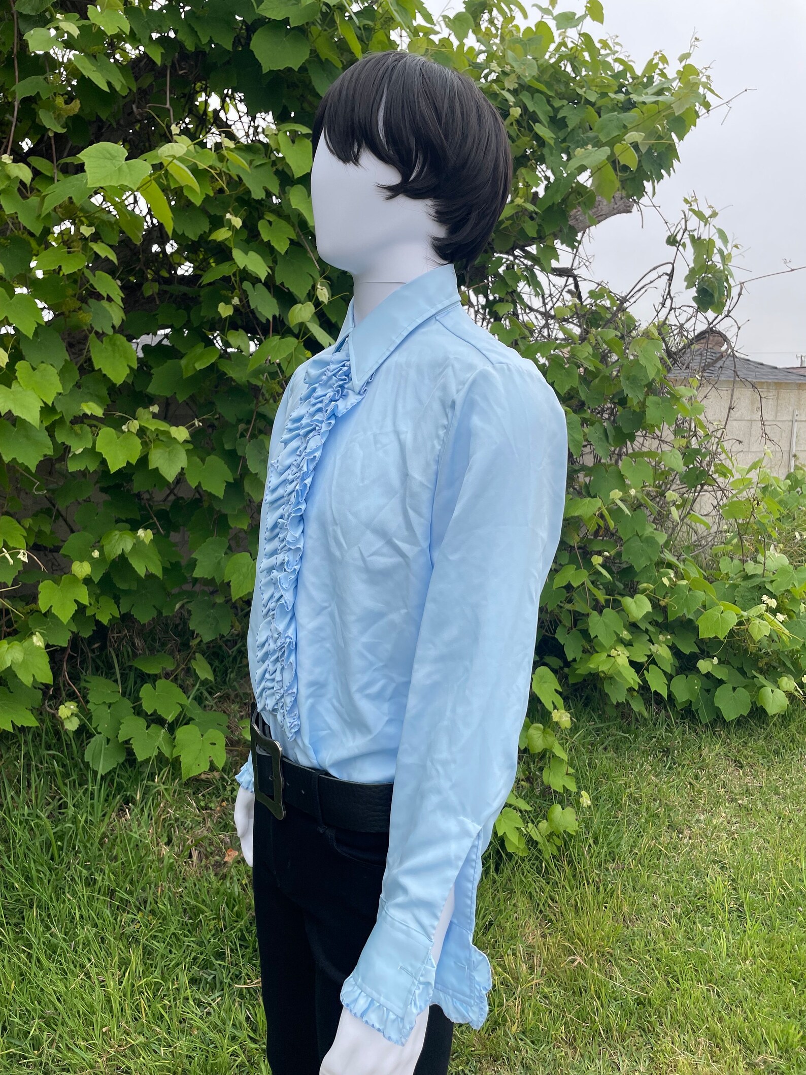 60s 70s Vintage Psychedelic Mod Dandy Ruffle Dress Shirt, 1970s Light ...