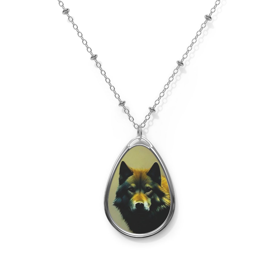 Wolf Oval Necklace, Spirit Animal Necklace, Totem Animal, Wolf Totem ...