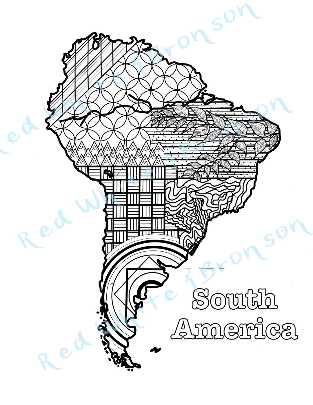 South America Zentangle Coloring Page - Etsy
