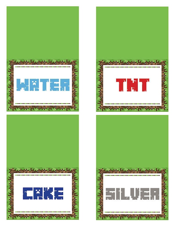 Minecraft Blank Food Labels Kara's Party Ideas Vintage Minecraft 8th