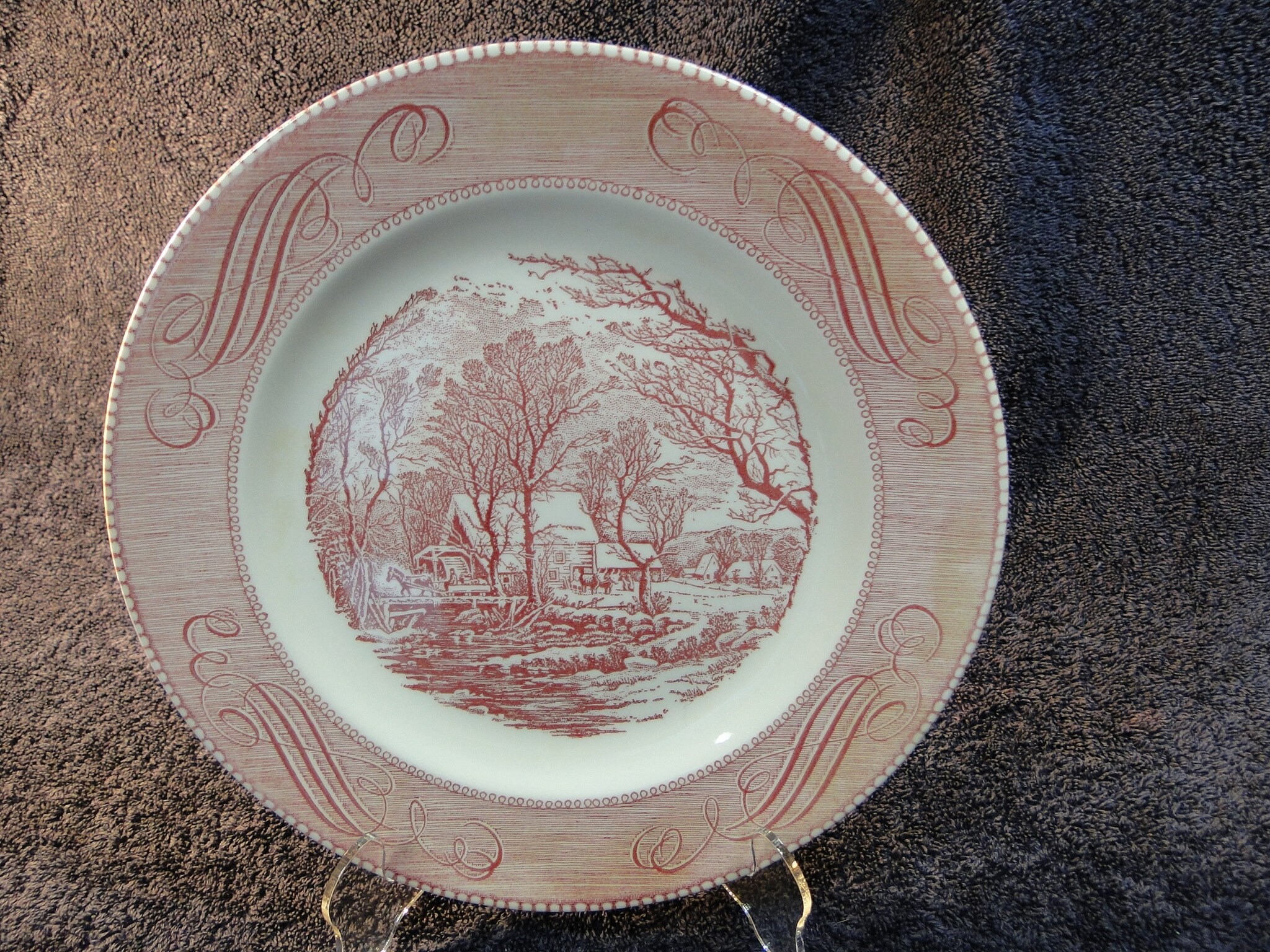 Royal China Currier Ives Pink Dinner Plates 10 The Old | Etsy