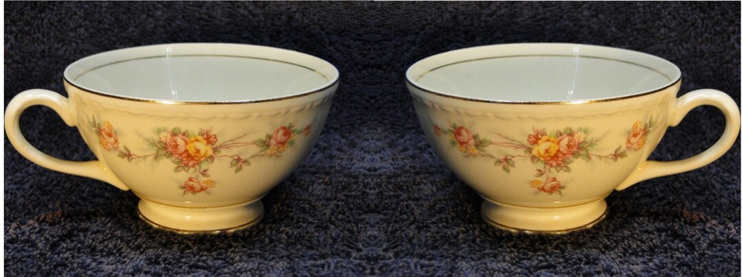 Homer Laughlin Countess Tea Cups (set of 2) - Eggshell Georgian Vintage ...