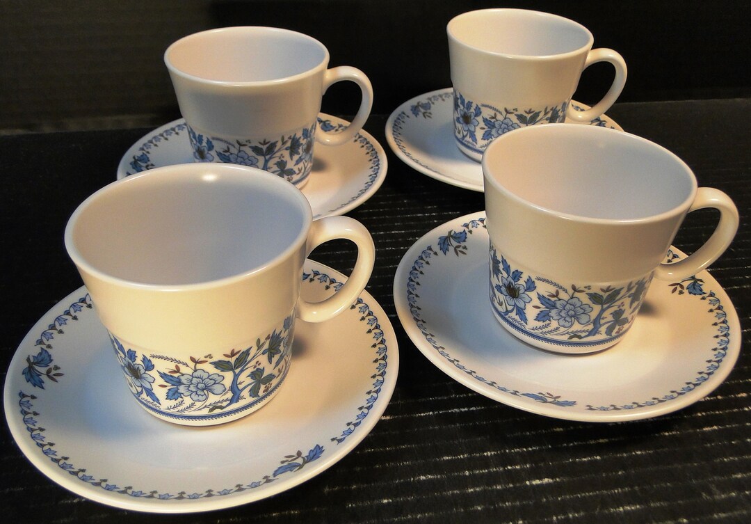 Noritake Blue Moon Tea Cup Saucer Sets 9022 4 Excellent - Etsy
