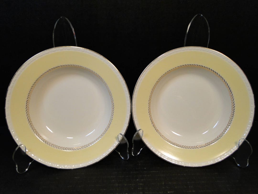 Homer Laughlin Eggshell Georgian Yellow Wheat Laurel Soup Bowls 8 1/4 ...