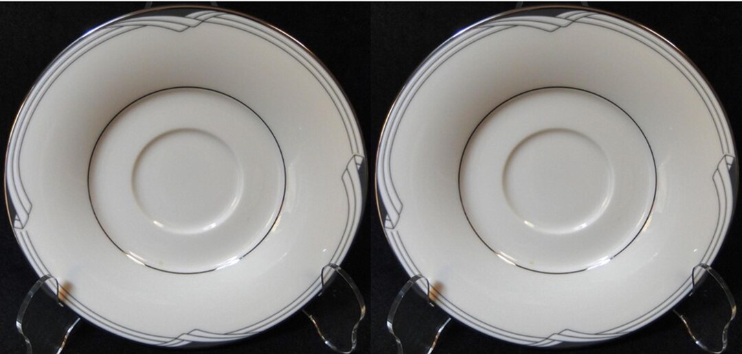 Noritake Sterling Cove Saucers: Platinum Trim, Set of 2 - Etsy
