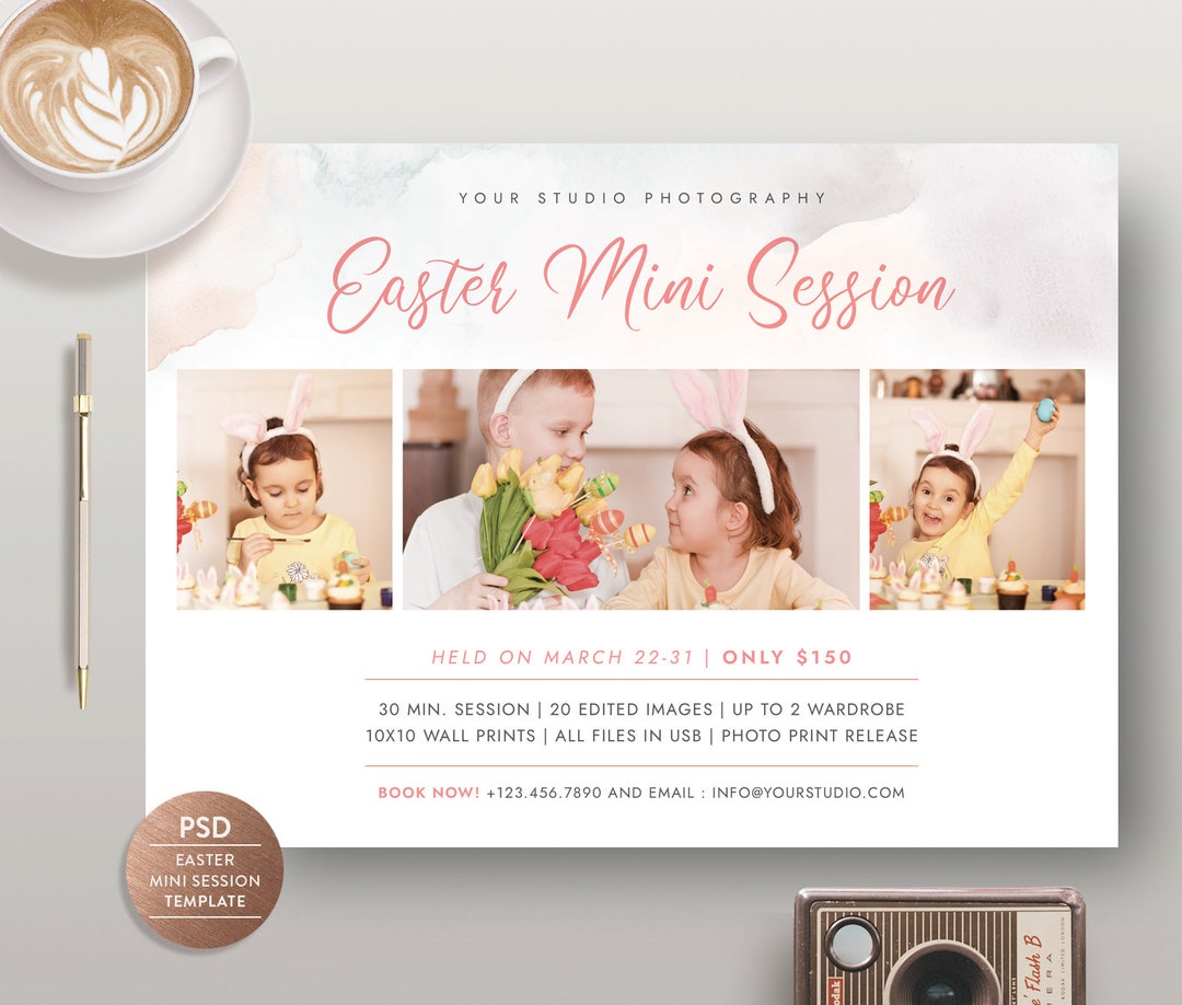 Easter Mini Session Flyer Template for Photographer, Spring Mini ...