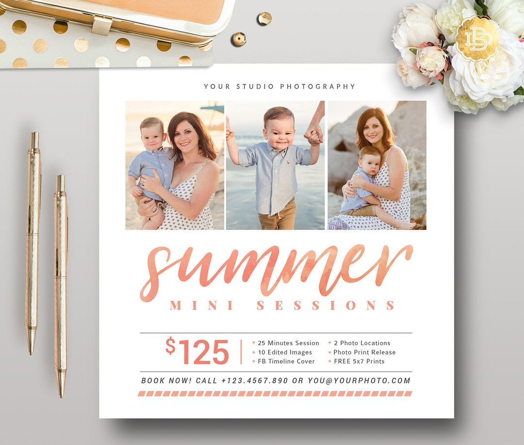 Summer Mini Session Template: Photography Marketing Card (INSTANT ...