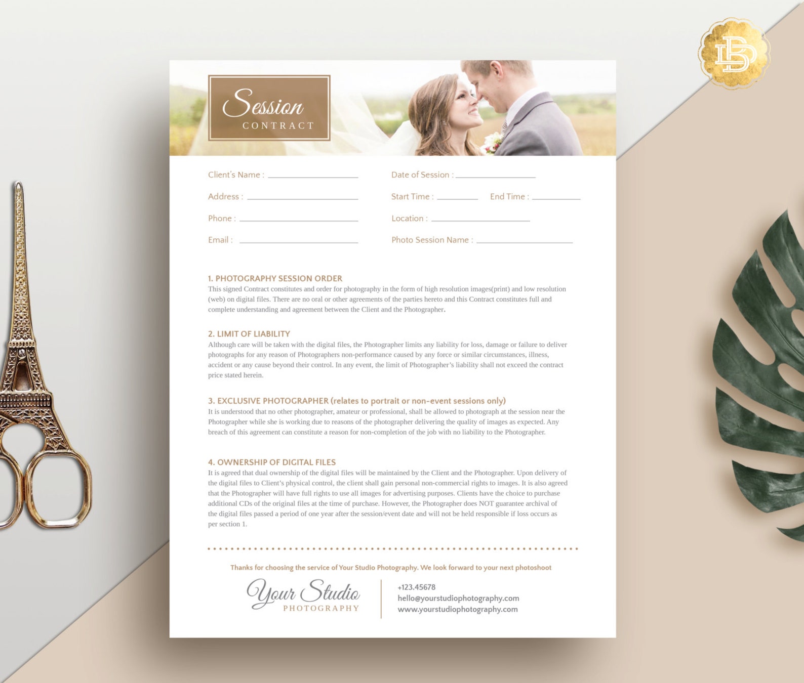 Session Contract Template for Photographer Photography - Etsy