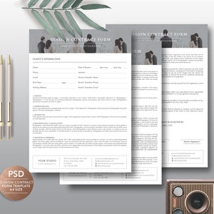 Session Contract Template for Photographer, Photography Contract Form ...