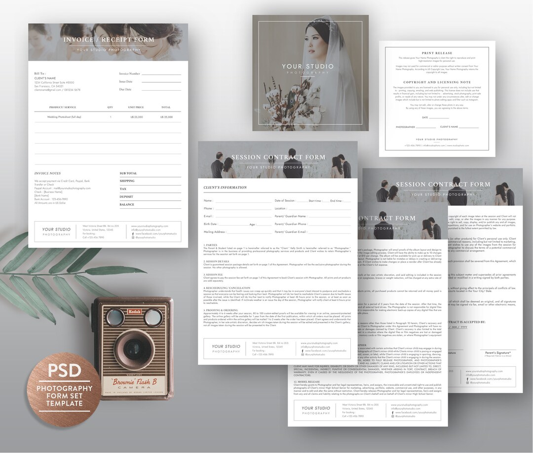 Bundles of Photography Business Form and Contracts - Session Contract ...