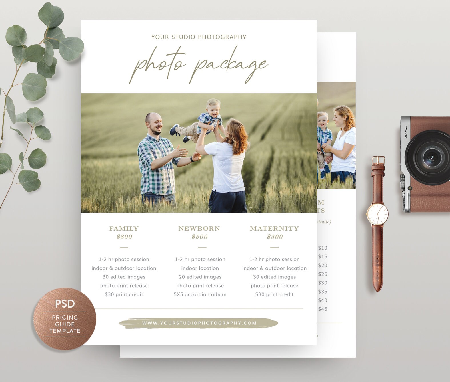 Pricing Guide Template for Photographer Price List Photoshop | Etsy