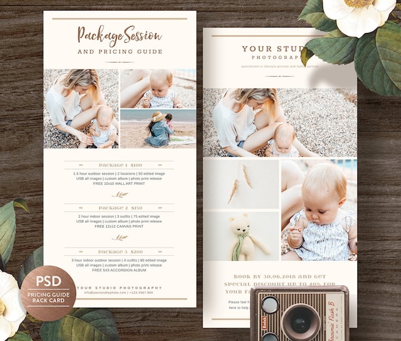 Pricing Guide Rack Card Template for Photographer Price List - Etsy