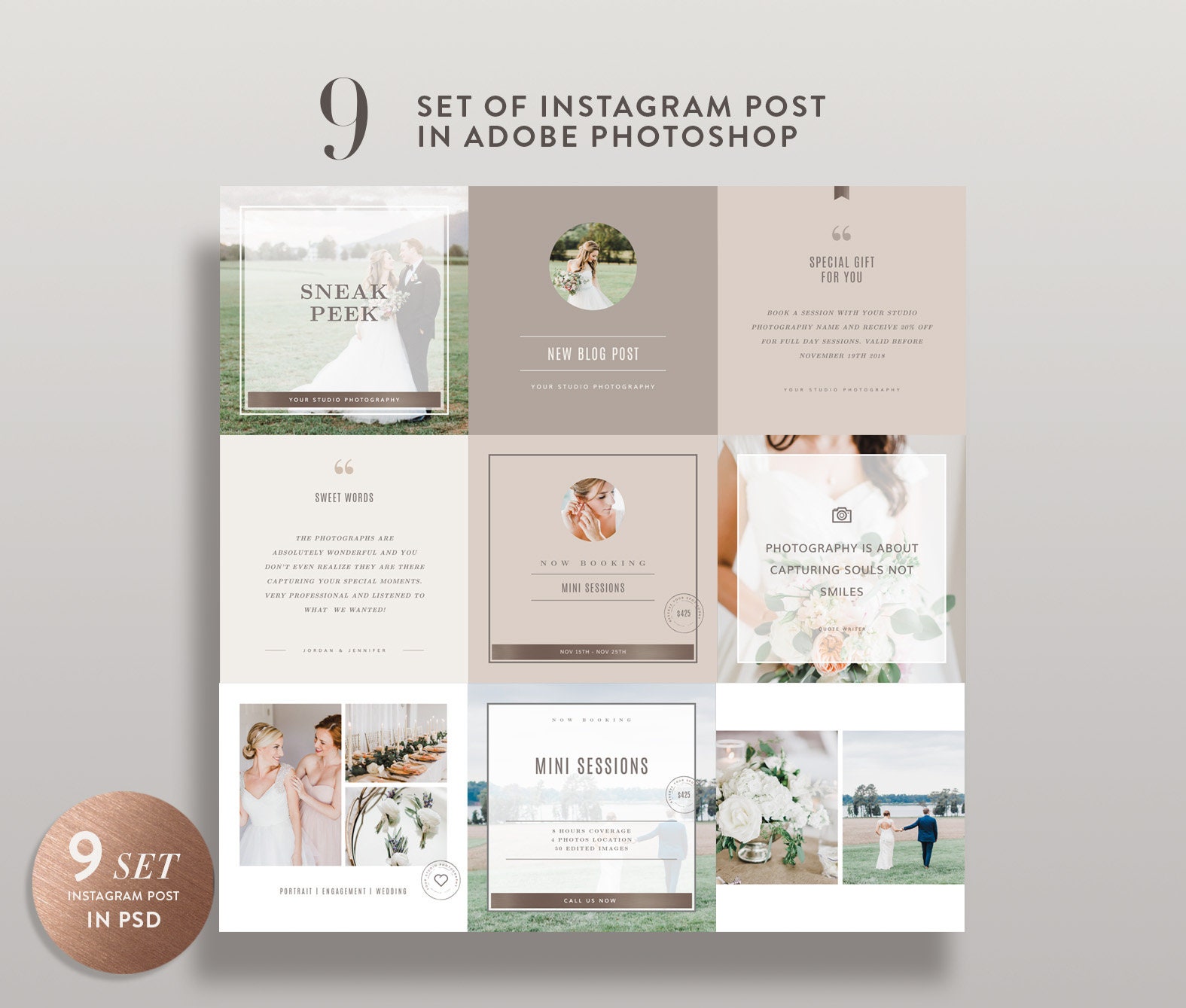 Instagram Templates for Social Media Digital Photoshop PSD | Etsy