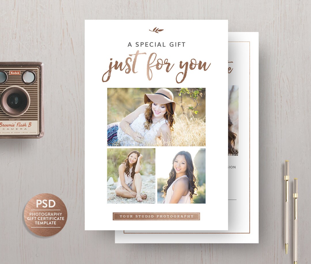 Photography Gift Card Template, Photoshop Gift Certificate Template for ...