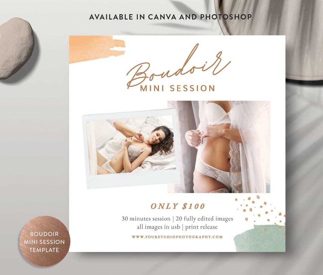 Canva Boudoir Mini Session Template, Valentine Mini Session Flyer, Mini Session Photoshop ...