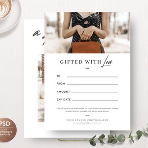 Photography Gift Card Template, Photoshop Gift Certificate Template for ...