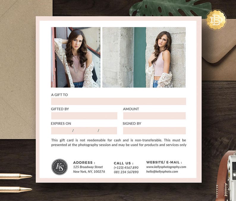Photography Gift Card Template Photoshop Gift Certificate - Etsy