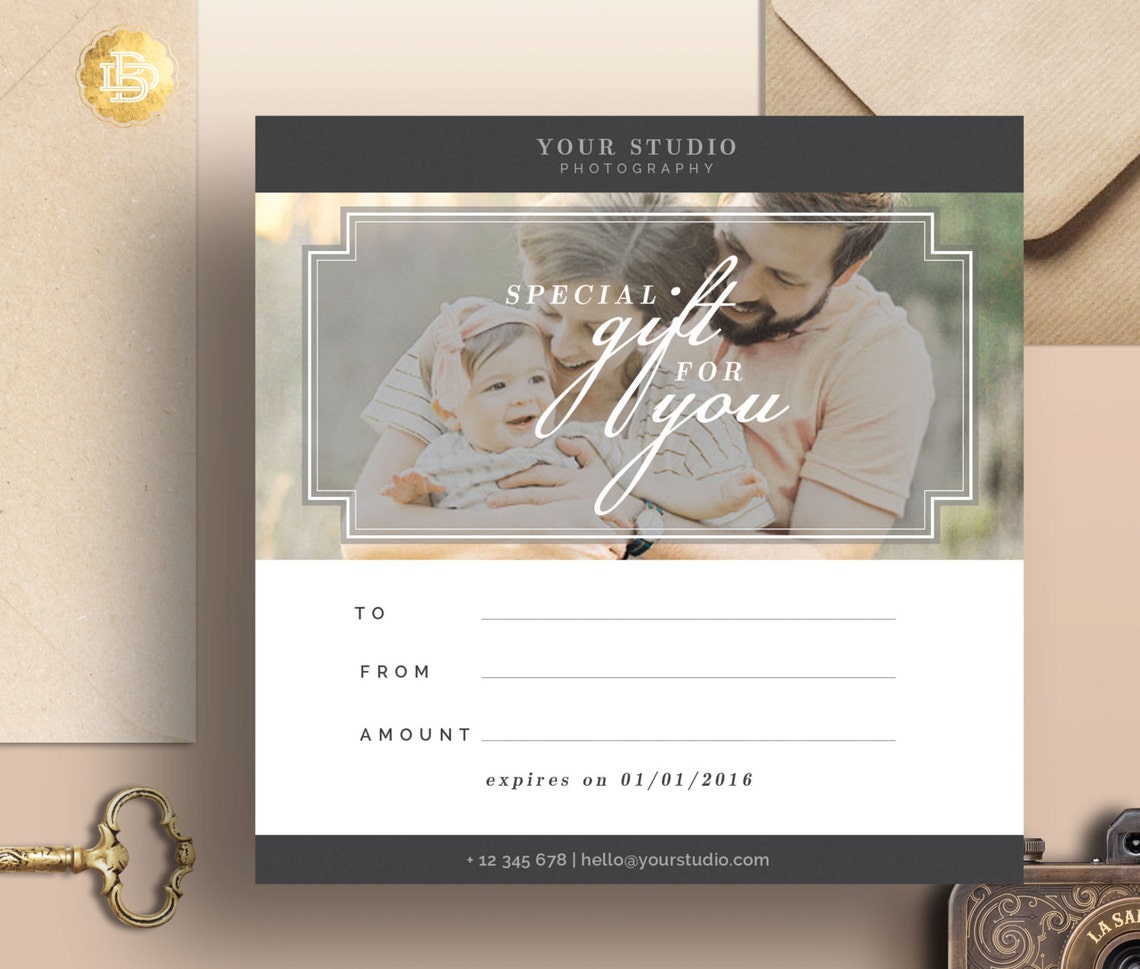 Photography Gift Certificate Template Gift Card Design Photo - Etsy