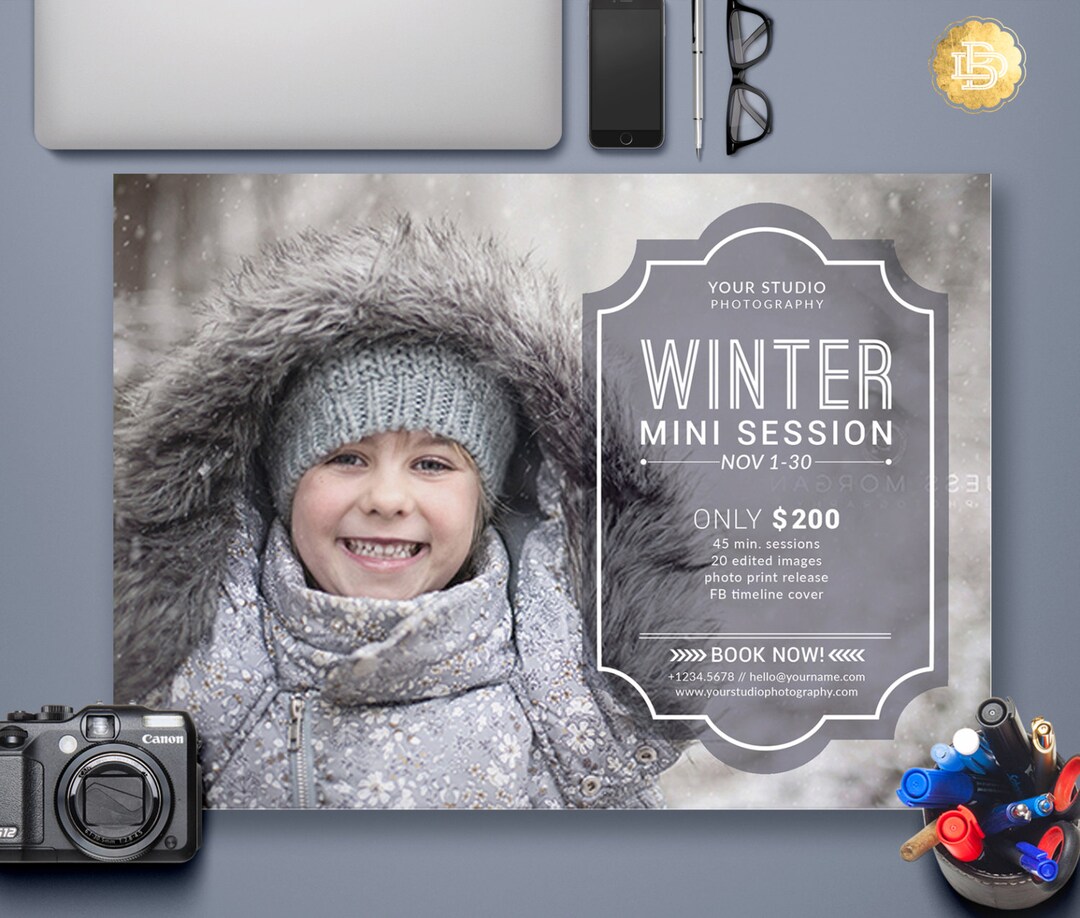 Holiday Mini Session Flyer Template, Winter/ Christmas Marketing Card ...