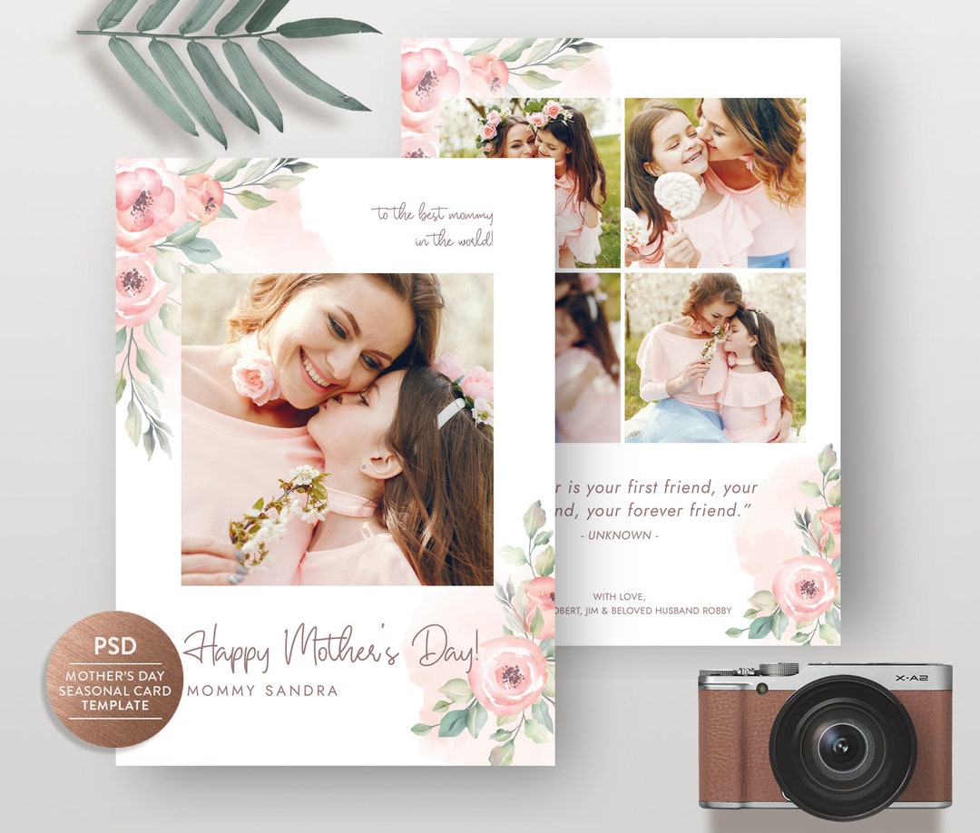 Mother's Day Photo Card Template, Mother's Day Card, Happy Mother's Day ...